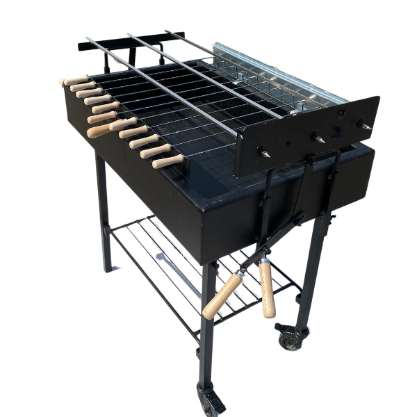 Greek Cypriot Foukou Rotisserie Charcoal X3 BBQ in Black-Cyprus BBQ